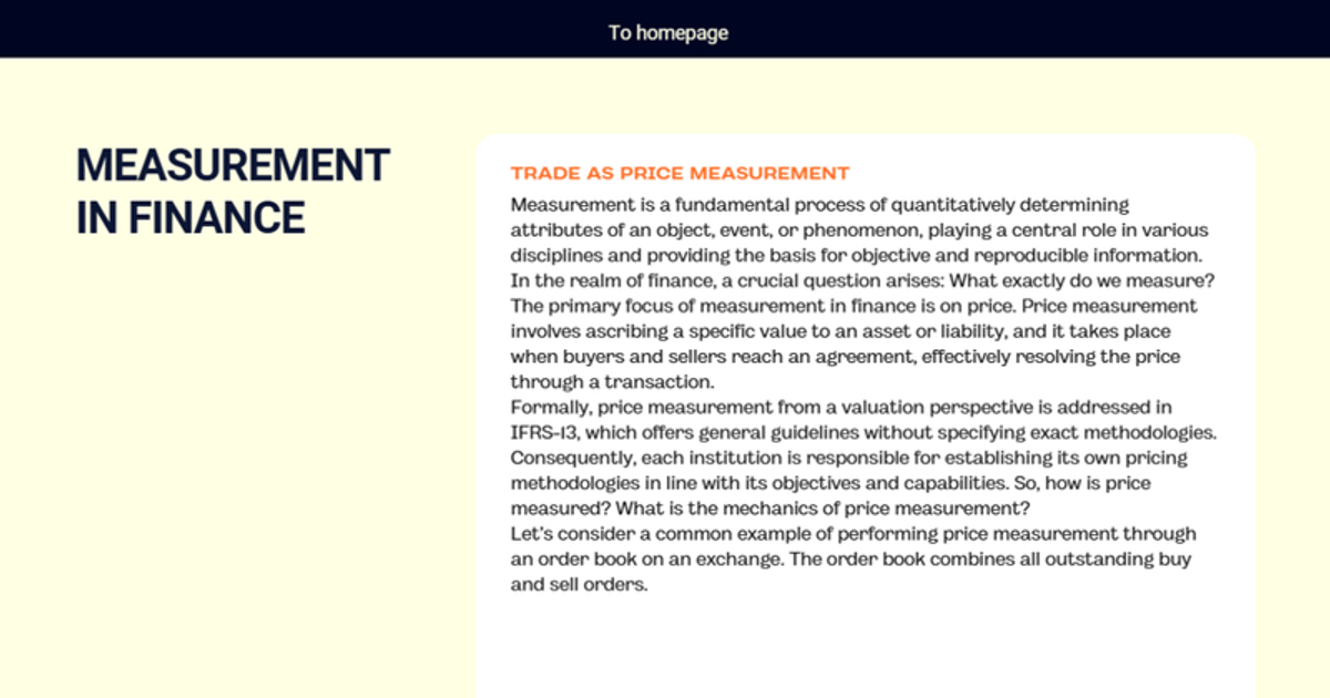 Measurement in Finance